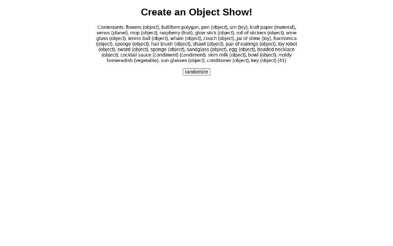 Create an Object Show! ― Perchance Generator