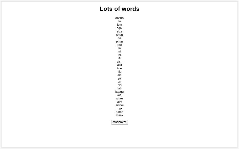 Lots of words ― Perchance Generator