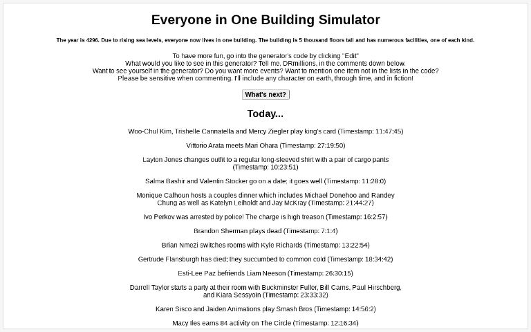 Everyone in One Building Simulator ― Perchance Generator