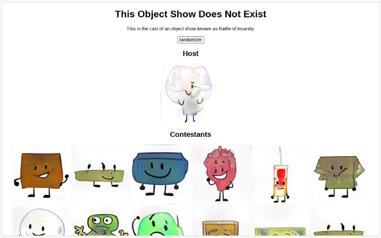 This Object Show Does Not Exist ― Perchance Generator
