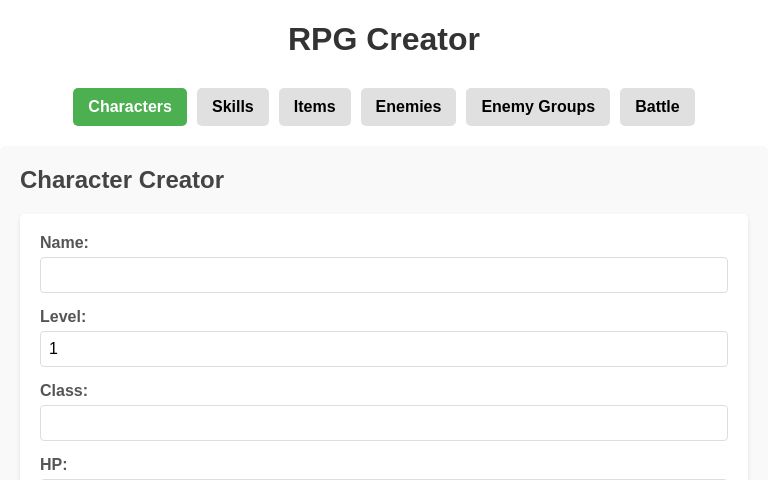 RPG Creator ― Perchance Generator