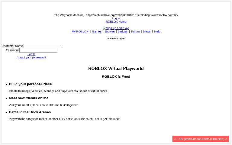 ROBLOX Virtual Playworld ― Perchance Generator