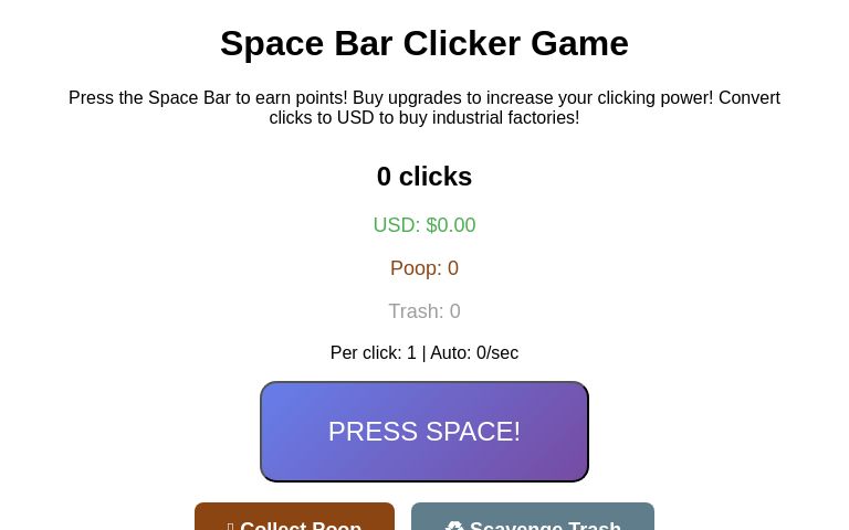 Space Bar Clicker Game ― Perchance Generator