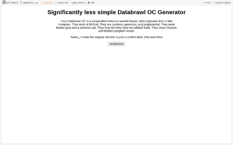 Significantly less simple Databrawl OC Generator