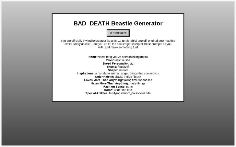 BAD_DEATH Beastie Generator