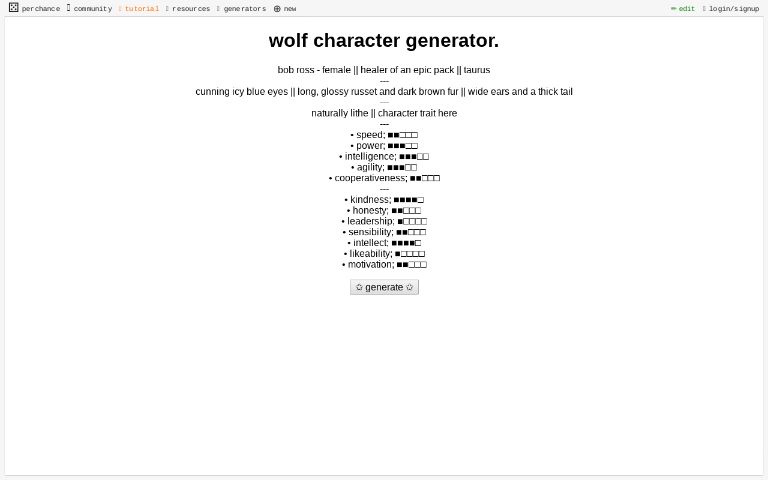 wolf character generator.