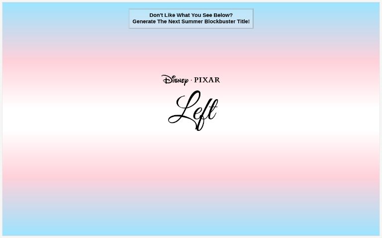 Disney Pixar Movie Titles ― Perchance Generator