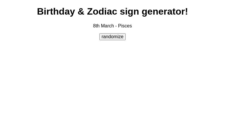 Birthday & Zodiac sign generator!