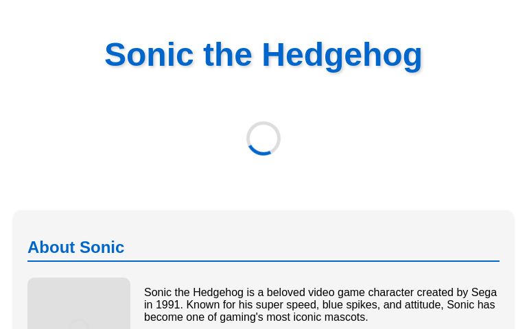 Sonic the Hedgehog ― Perchance Generator