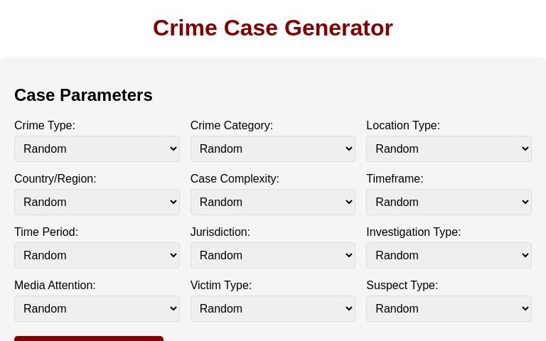Crime Case Generator