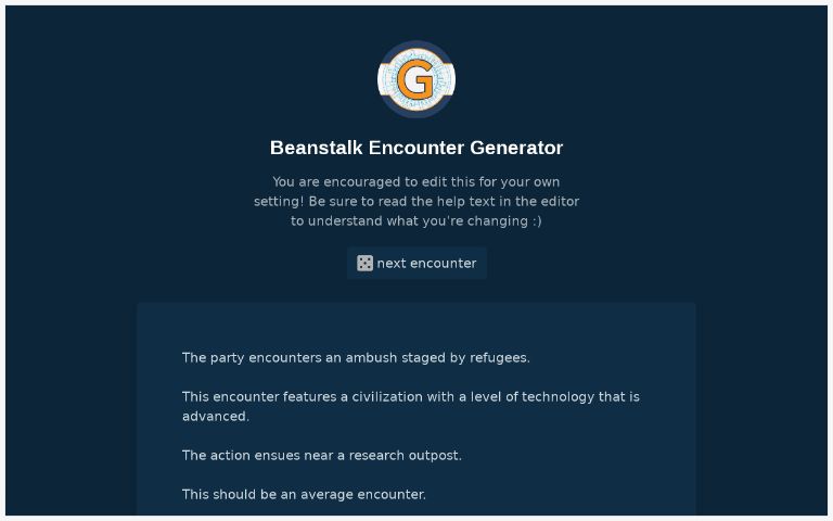 Beanstalk Encounter Generator