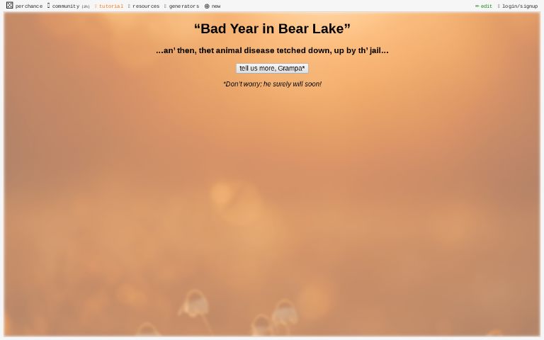 “Bad Year in Bear Lake” ― Perchance Generator