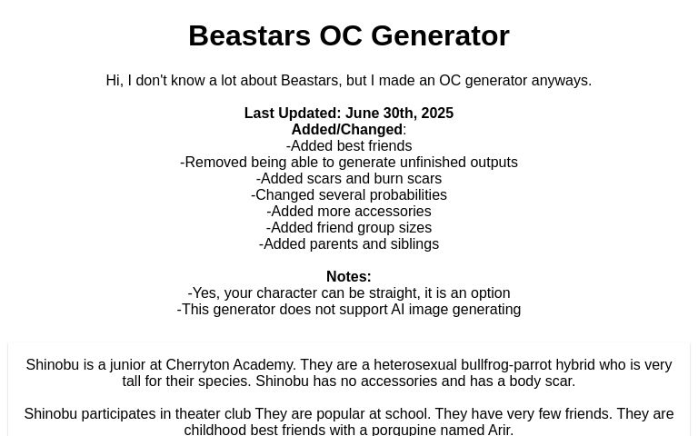 Beastars OC Generator