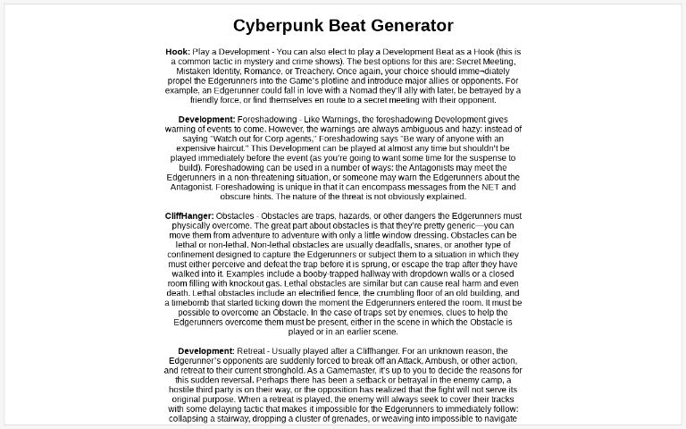 Cyberpunk Beat Generator