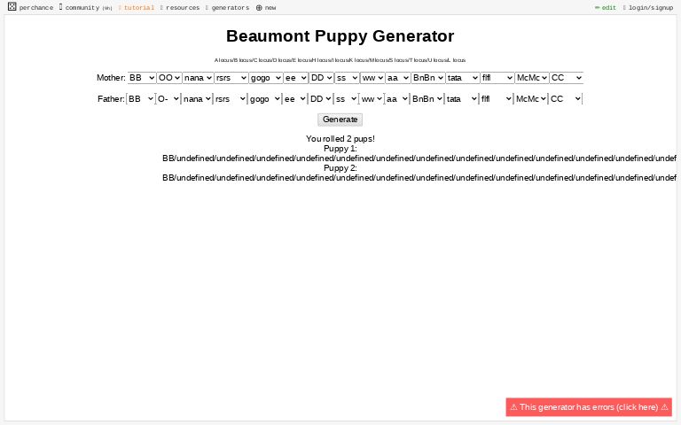 Beaumont Puppy Generator