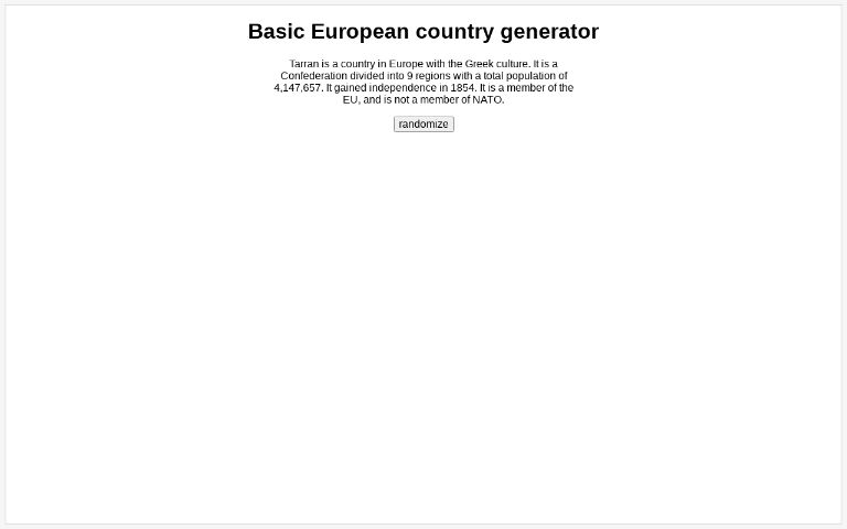 Basic European country generator