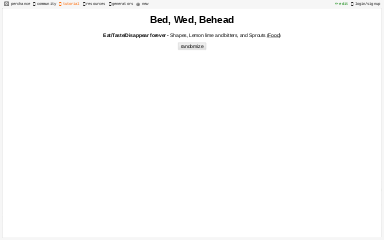 Bed, Wed, Behead ― Perchance Generator