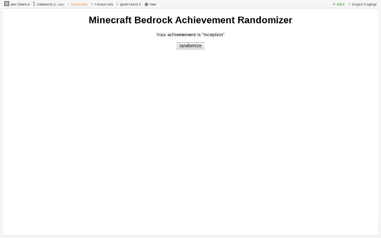 Minecraft Bedrock Achievement Randomizer ― Perchance Generator