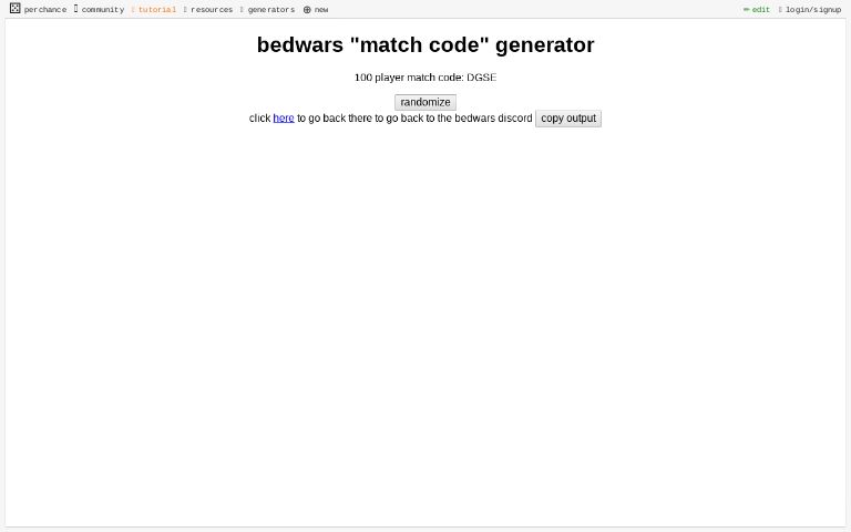 bedwars "match code" generator