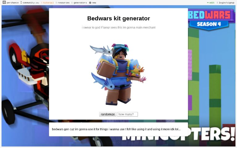Bedwars kit generator
