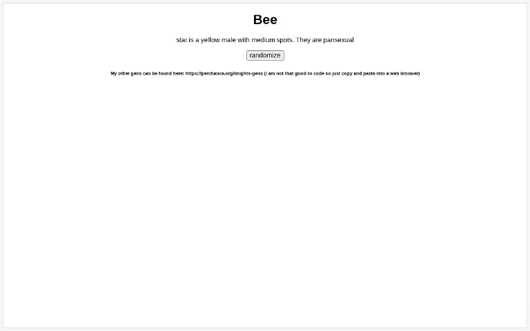 Bee ― Perchance Generator