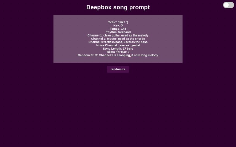 Beepbox song prompt ― Perchance Generator