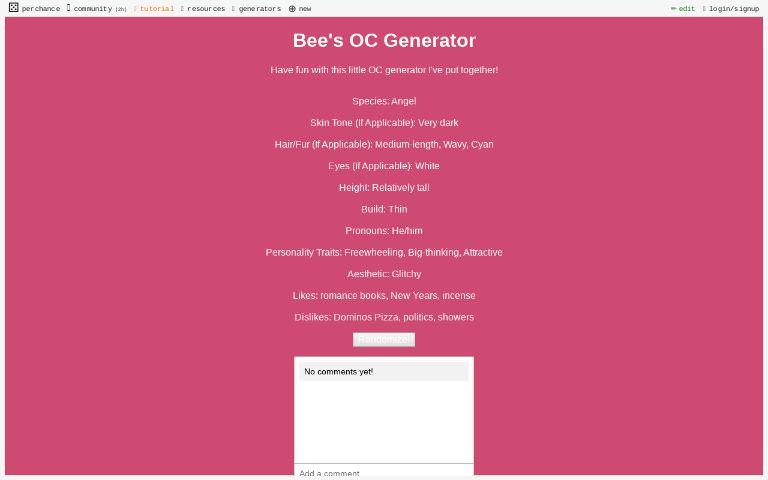 Bee's OC Generator