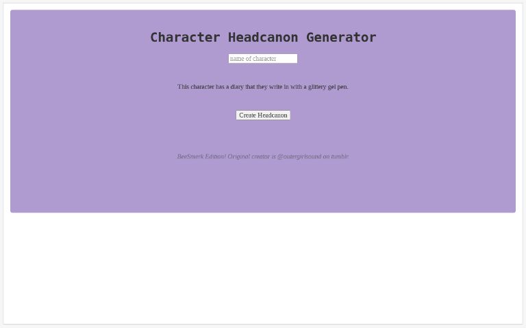 Character Headcanon Generator