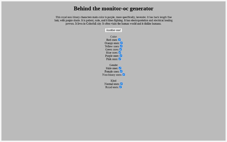 Behind the monitor-oc generator