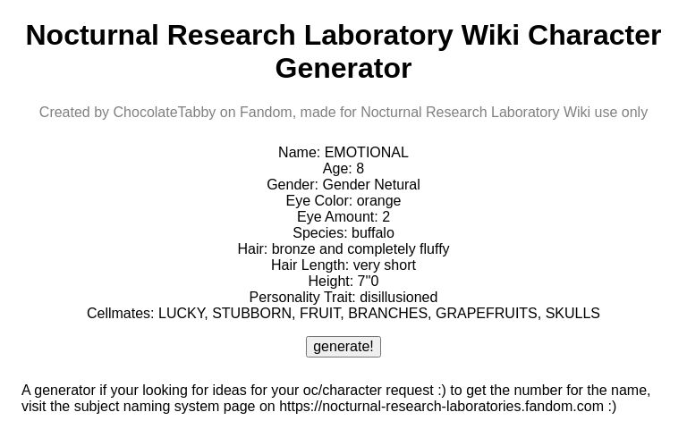 Eclipse Enigma Laboratories Wiki Character Generator
