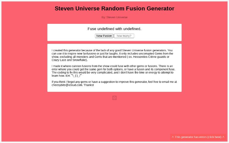 Steven Universe Random Fusion Generator