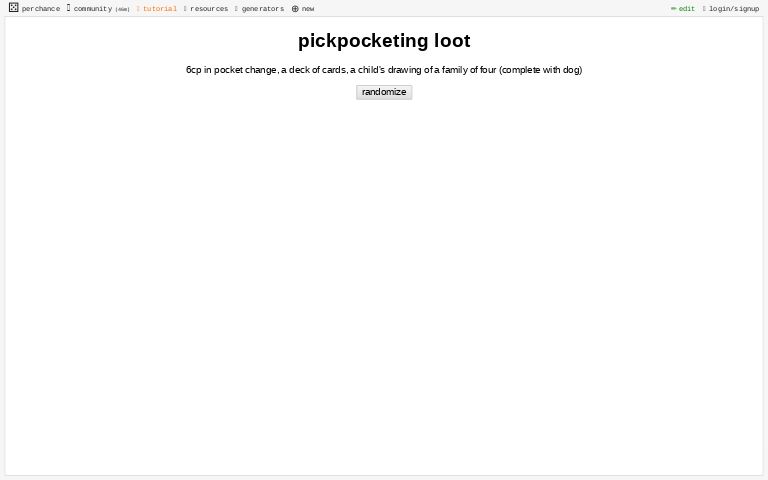 pickpocketing loot ― Perchance Generator