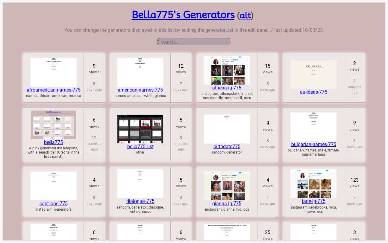 Bella775 ― Perchance Generator