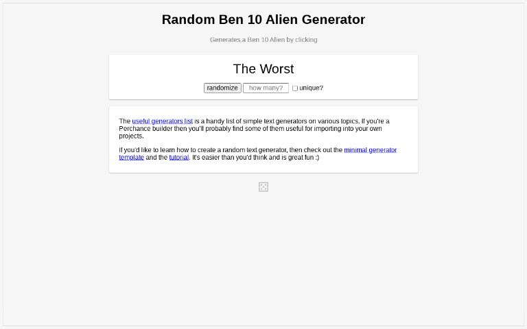 Random Ben 10 Alien Generator