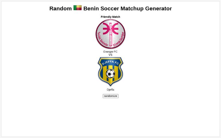 Random Benin Soccer Matchup Generator