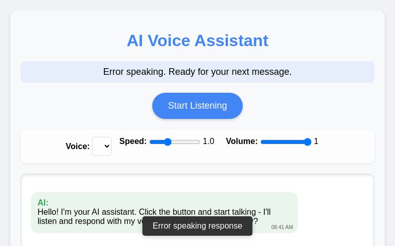 AI Voice Assistant ― Perchance Generator