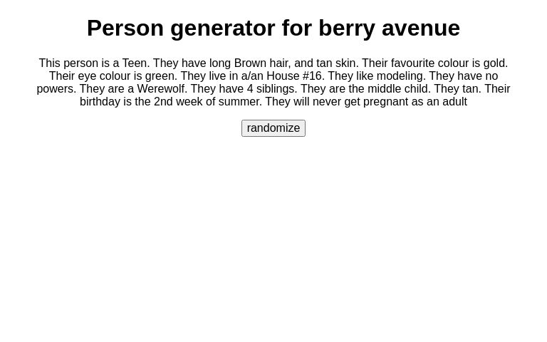 Person generator for berry avenue