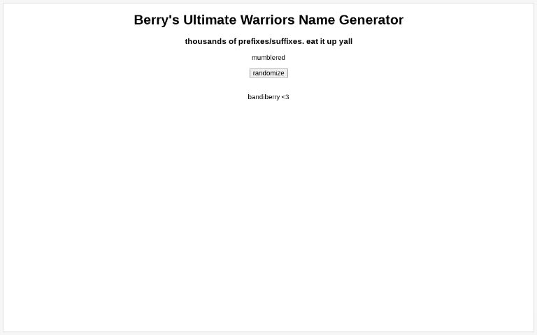 Berry's Ultimate Warriors Name Generator