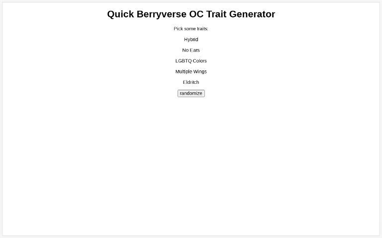 Quick Berryverse OC Trait Generator