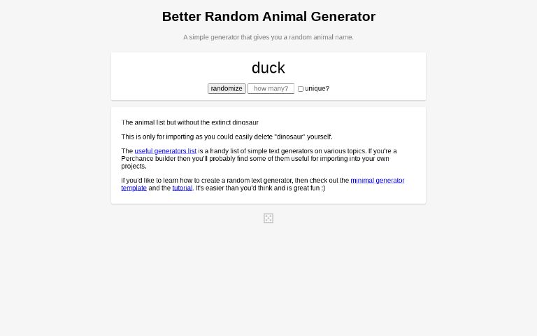 Better Random Animal Generator