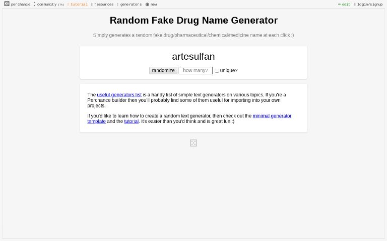 Random Fake Drug Name Generator