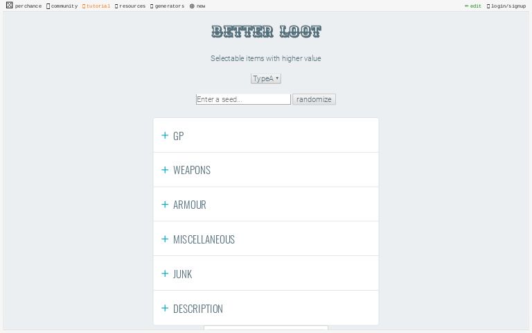 Better Loot ― Perchance Generator