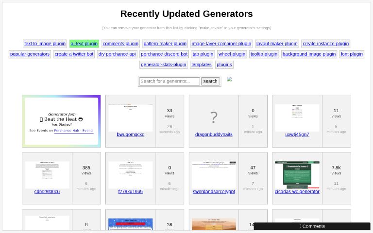 Recently Updated Generators