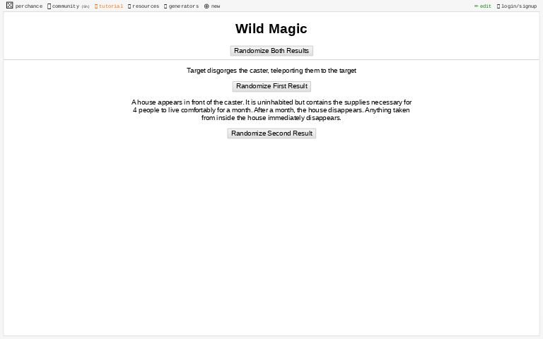 Wild Magic ― Perchance Generator
