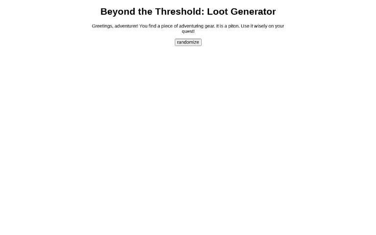 Beyond the Threshold: Loot Generator (created by Matt Rayburn)