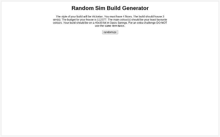 Random Sim Build Generator