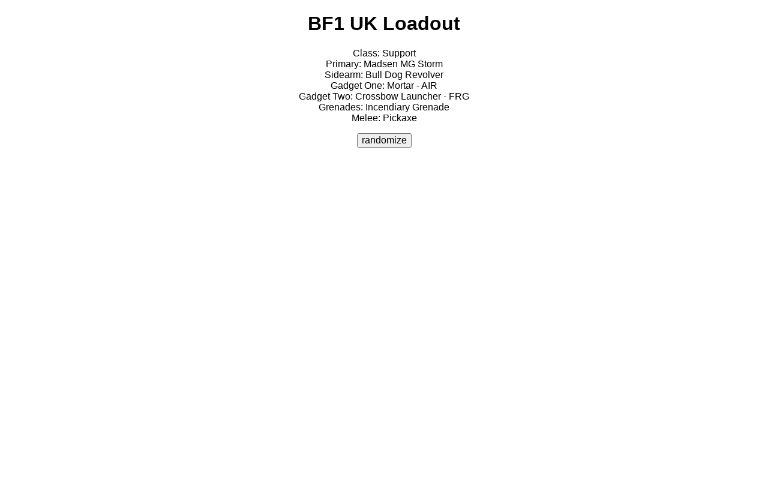 BF1 UK Loadout ― Perchance Generator
