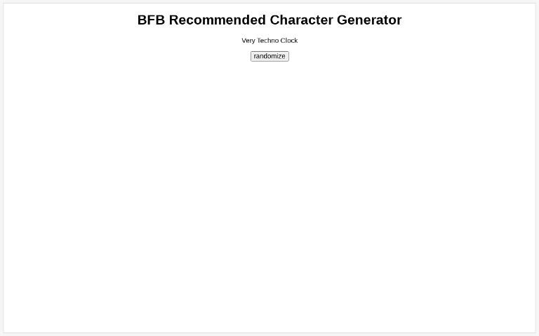 BFB Recommended Character Generator