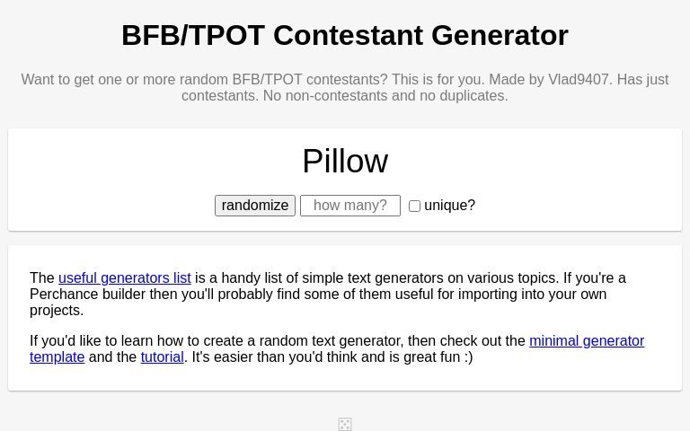 BFB/TPOT Contestant Generator