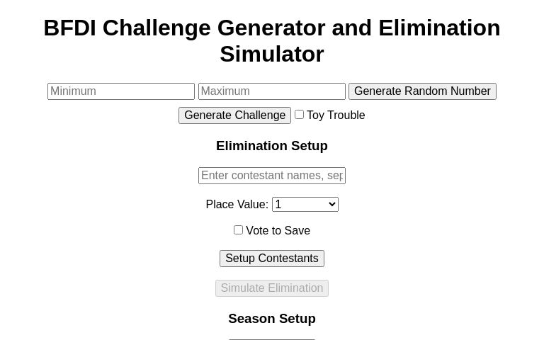 BFDI Challenge Generator and Elimination Simulator